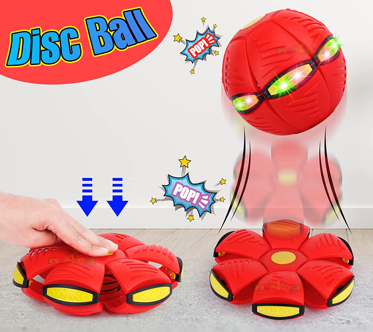 Δίσκος - Φρίσμπι όπου γίνεται Μπάλα με LED - Flat Ball Disk - Μοβ - ProfitStore